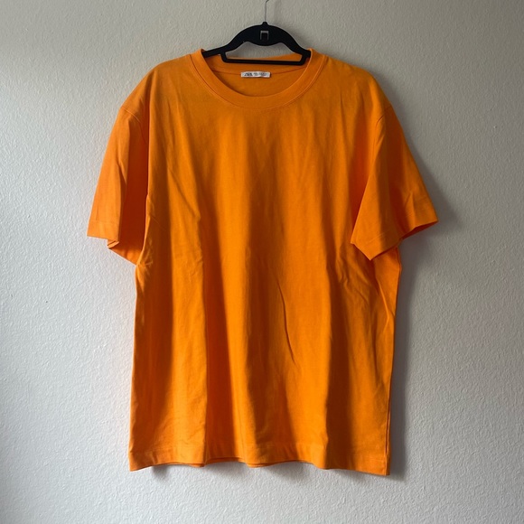 Zara | Tops | Zara Orange Oversized Tee | Poshmark